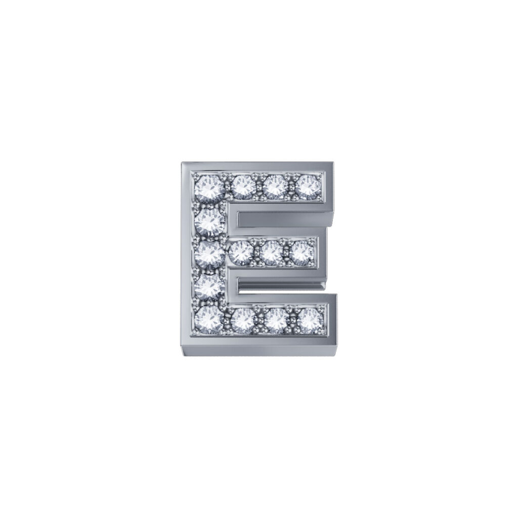 Lettera E in oro bianco e diamanti - DonnaOro Elements