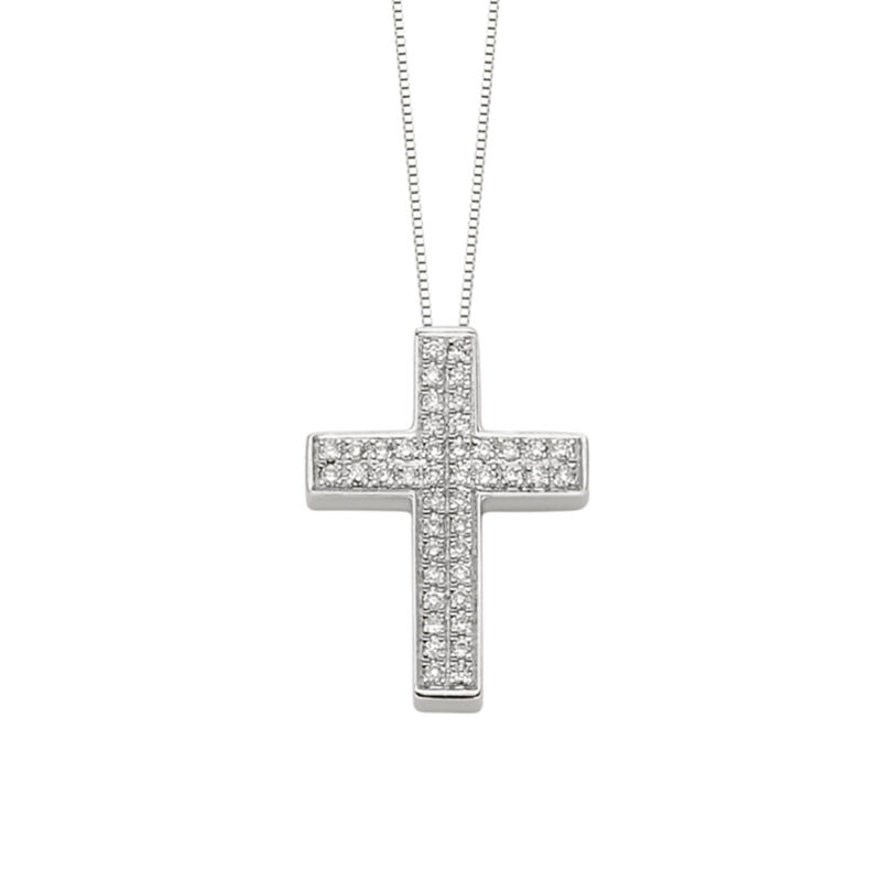 Pendente a Croce con pavè diamanti - DonnaOro